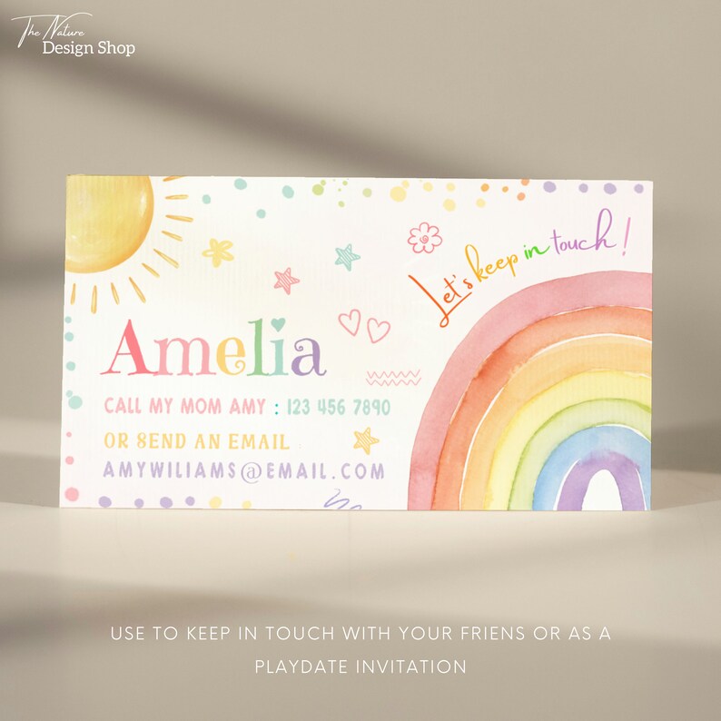 Kids Contact Cards Kids Playdate Cards Kids Keep in Touch for Kids ...