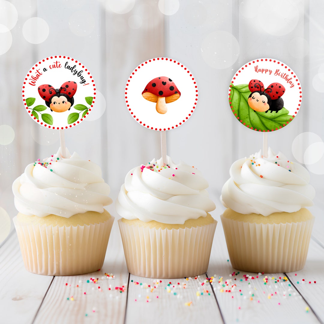 Ladybug Cupcake Toppers Ladybug Cake Topper One Ladybug Party ...