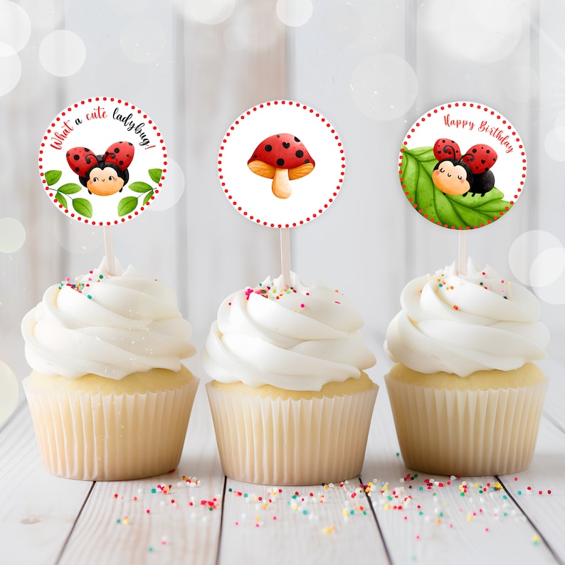 Ladybug Cupcake Toppers Ladybug Cake Topper One Ladybug Party - Etsy