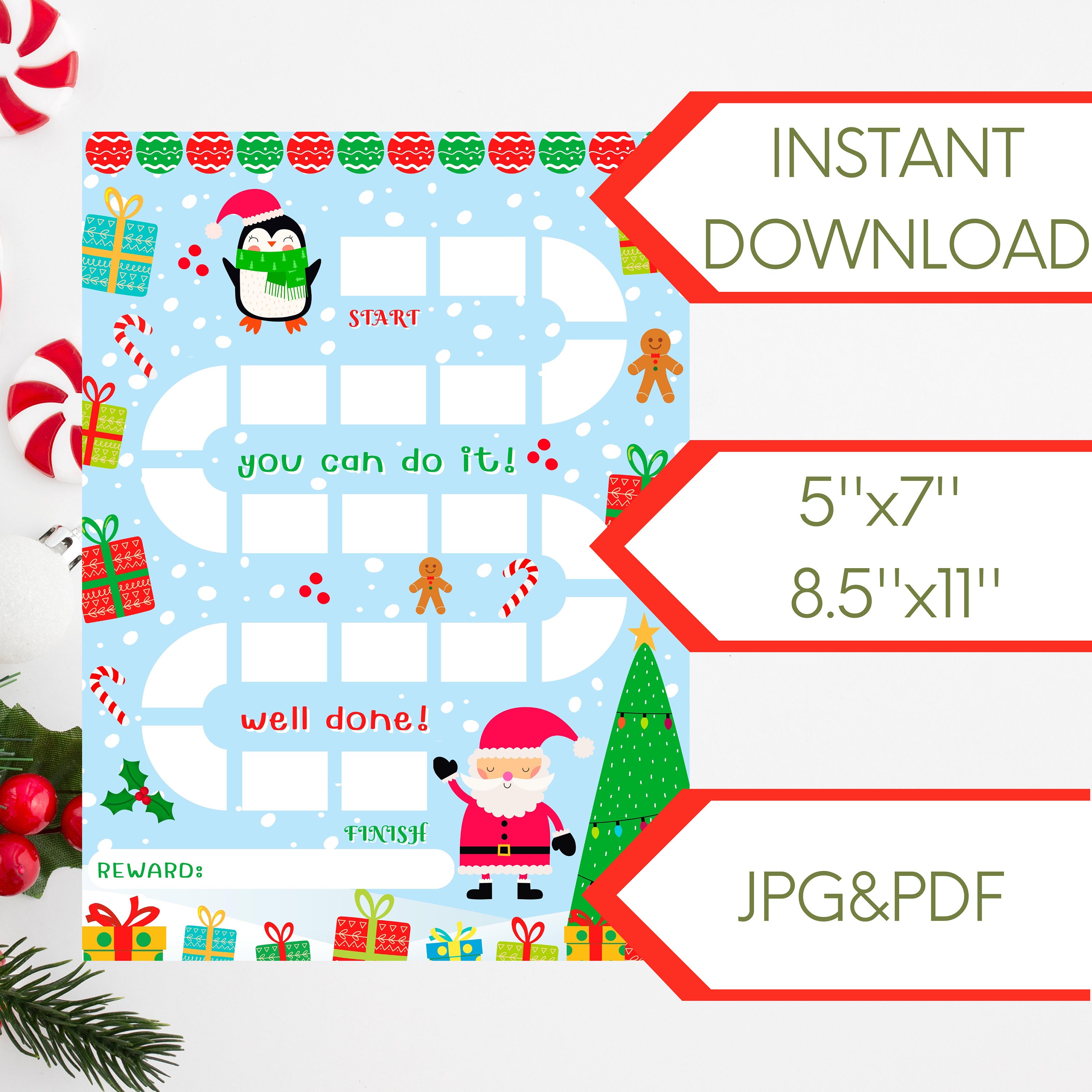 Christmas Reward Chart for Kids Daily Routine Chart Kids Chore Chart ...