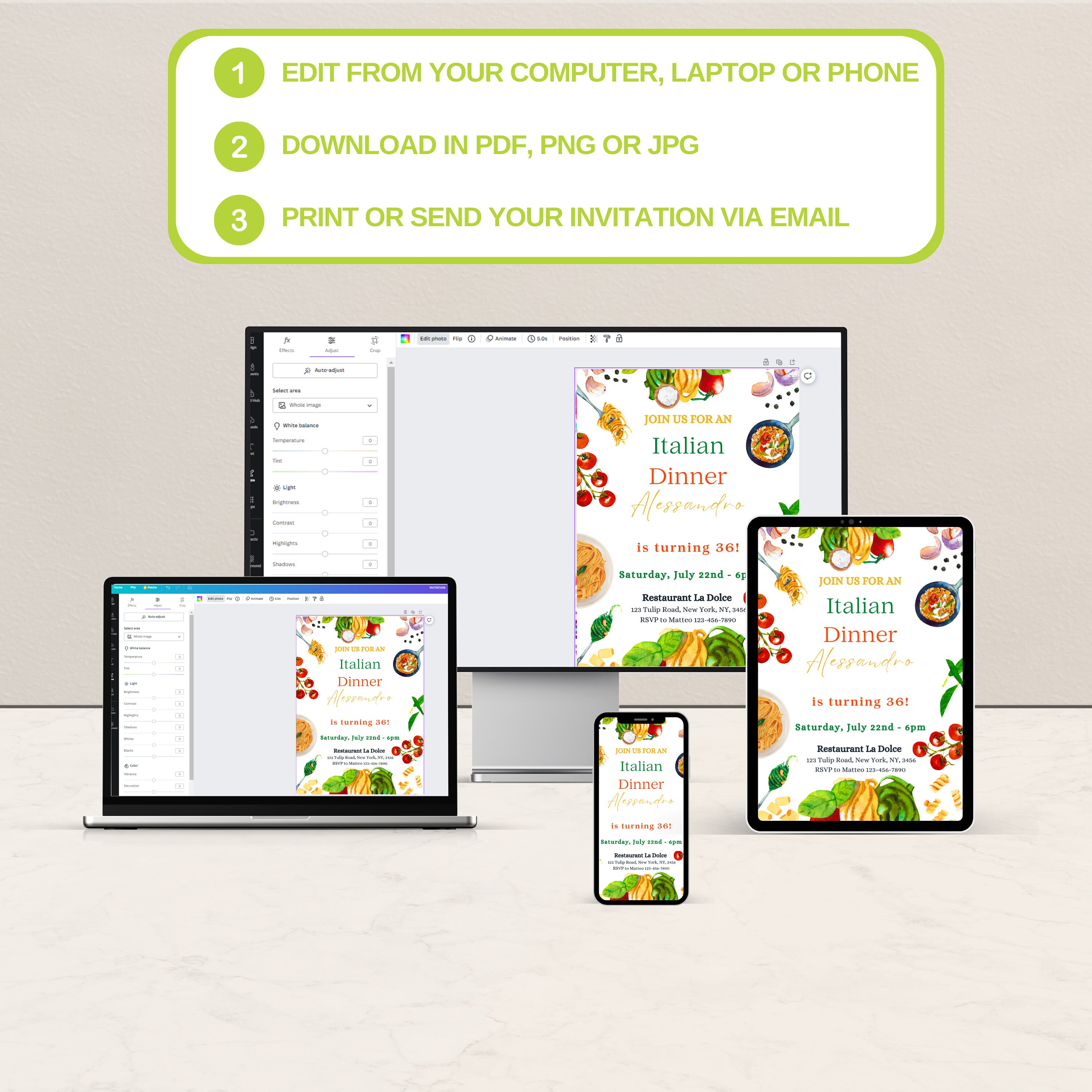 Editable Italian Birthday Party Invitation Pasta Party Invite - Etsy