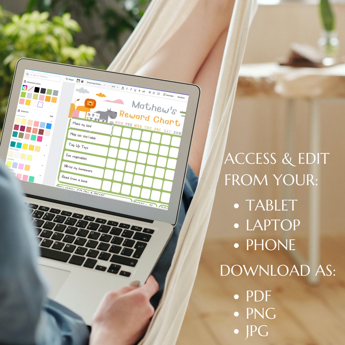 Editable Animals Reward Chart for Kids Daily Routine Chart Kids Chore ...