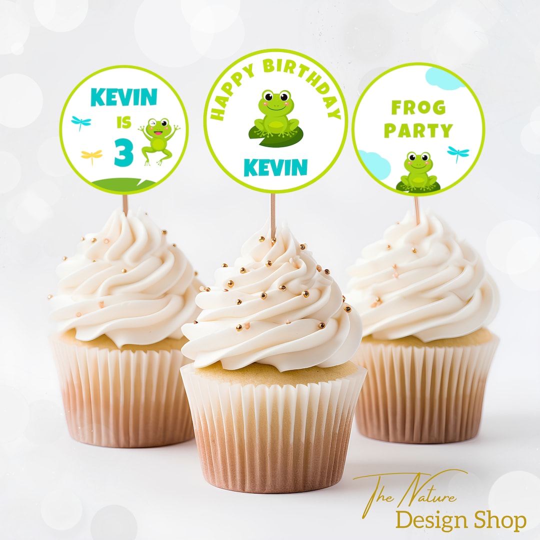 EDITABLE Frog Cupcake Topper Frog Cake Toppers Frog Birthday ...