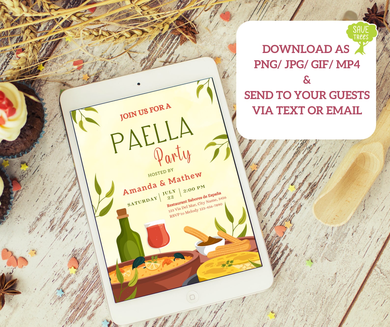 Paella Invitation Paella Party Invitation Paella Party Invite Spanish ...