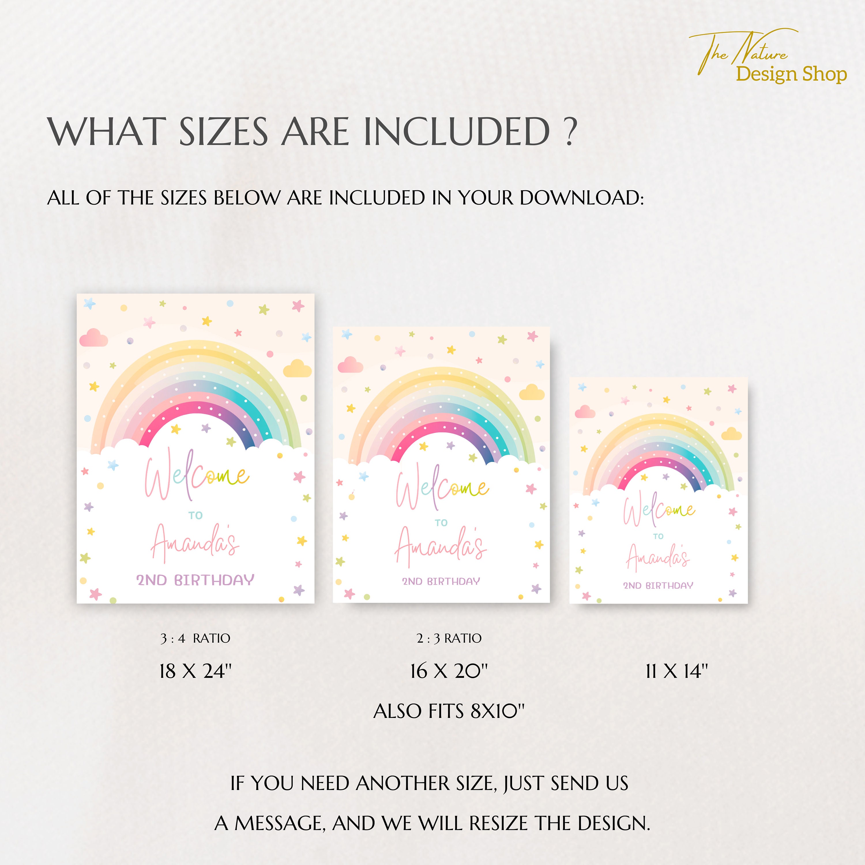 Editable Rainbow Welcome Sign Birthday Welcome Sign Rainbow Birthday ...