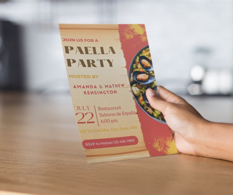 Paella Invitation Paella Party Invitation Paella Party Invite Spanish ...