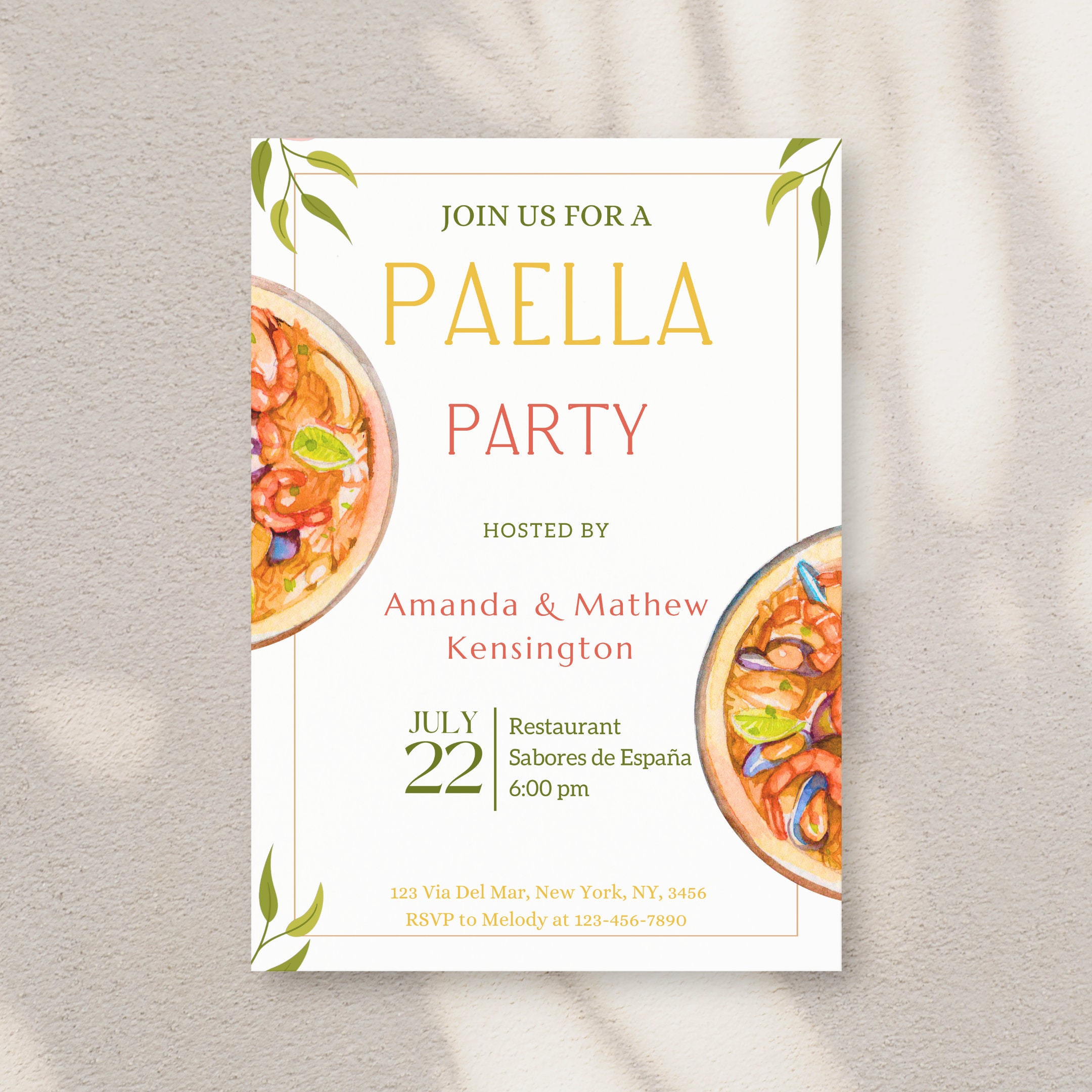 Invitación Paella Invitación Fiesta Paella Invitación Fiesta - Etsy México