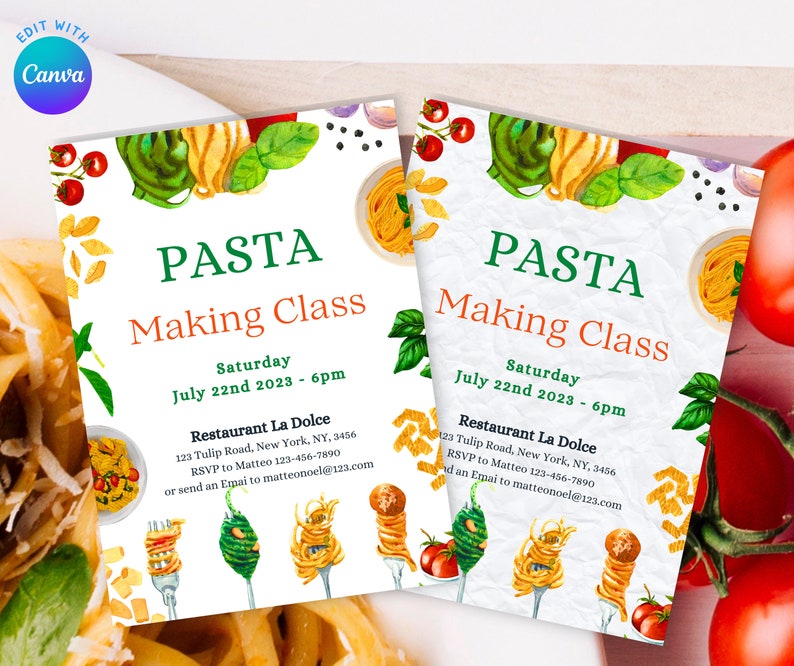 Editable Italian Pasta Making Party Invitation Italian Party Food ...