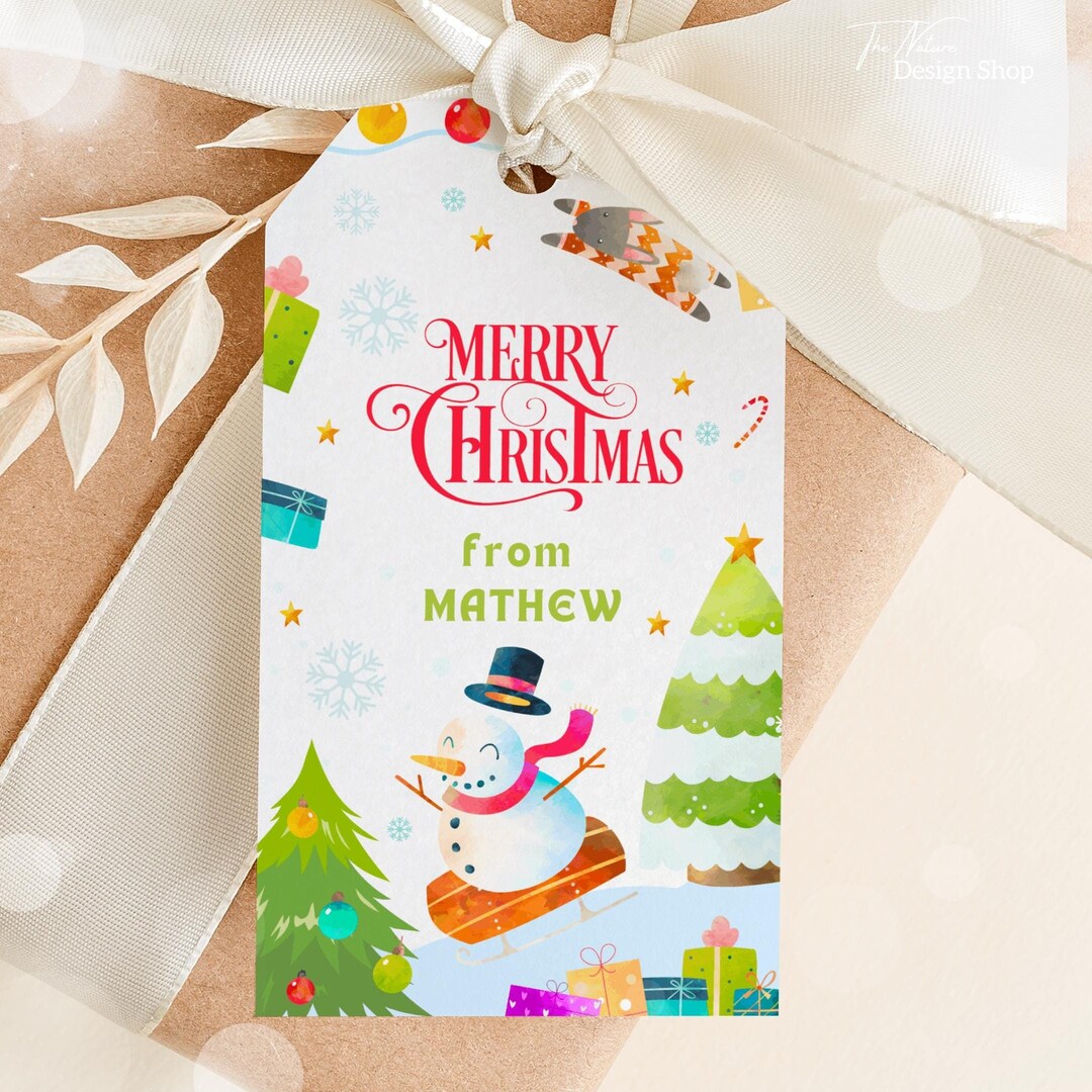 Snowman Gift Tag Christmas Snowman Tag Merry Christmas Tag Classmate ...