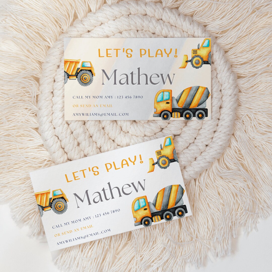 Contact Cards Kids Playdate Cards Boys Keep in Touch for Kids Playdate ...