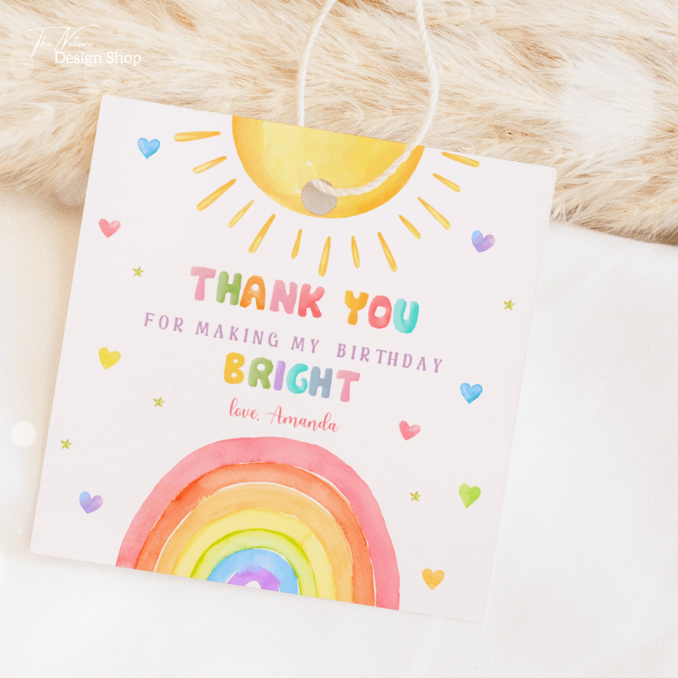 Editable Rainbow Favor Tag Rainbow Thank You Tag Rainbow Birthday Favor ...