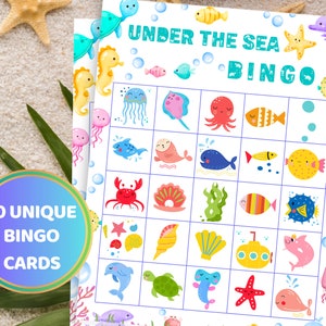Under the Sea Birthday Bingo Ocean Party Bingo Game Kids Ocean Games ...