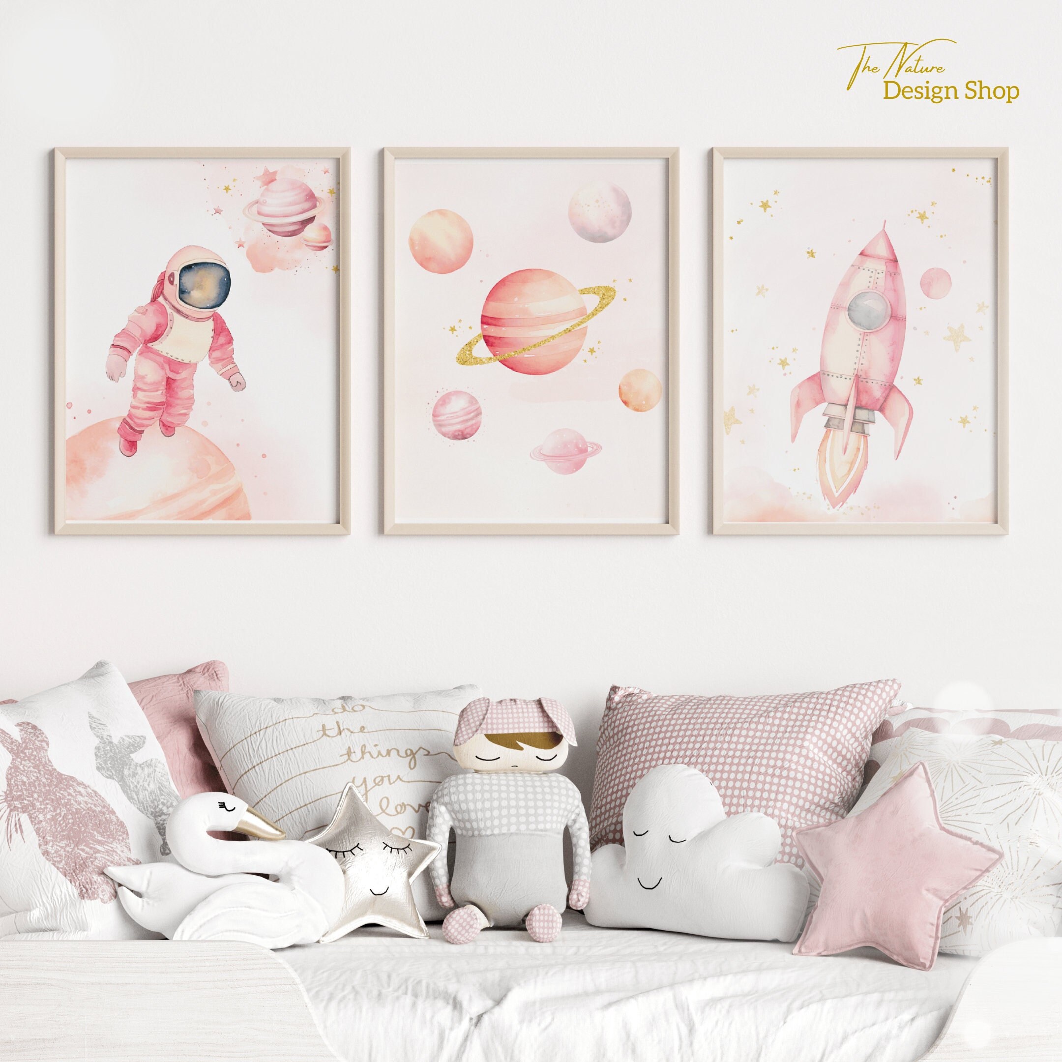 Space Girl Nursery Decor Space Watercolor Print Space Nursery Print ...