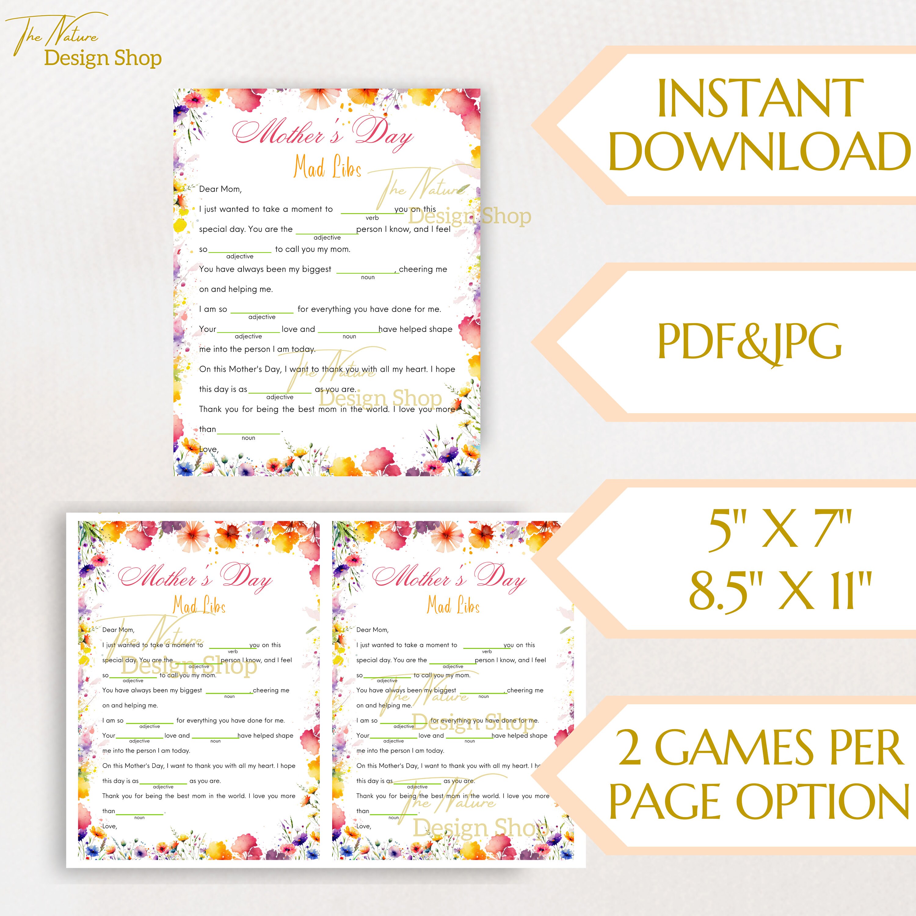 Mother’s Day Game Mad Libs Mothers Day Kids Activity Mothers Day Party ...