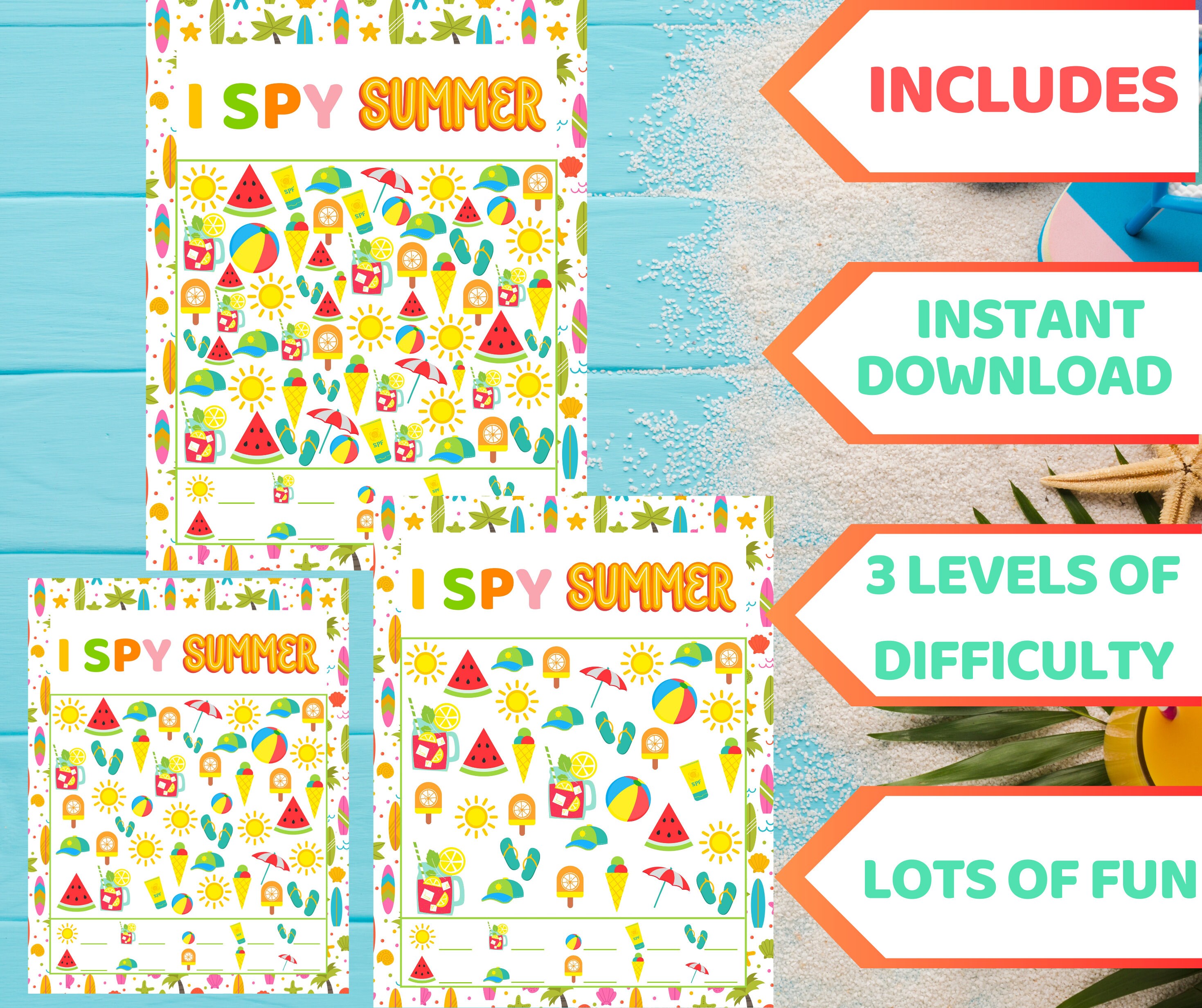 I Spy Summer Kids Game Summer Party Activities Kids Summer Games ...