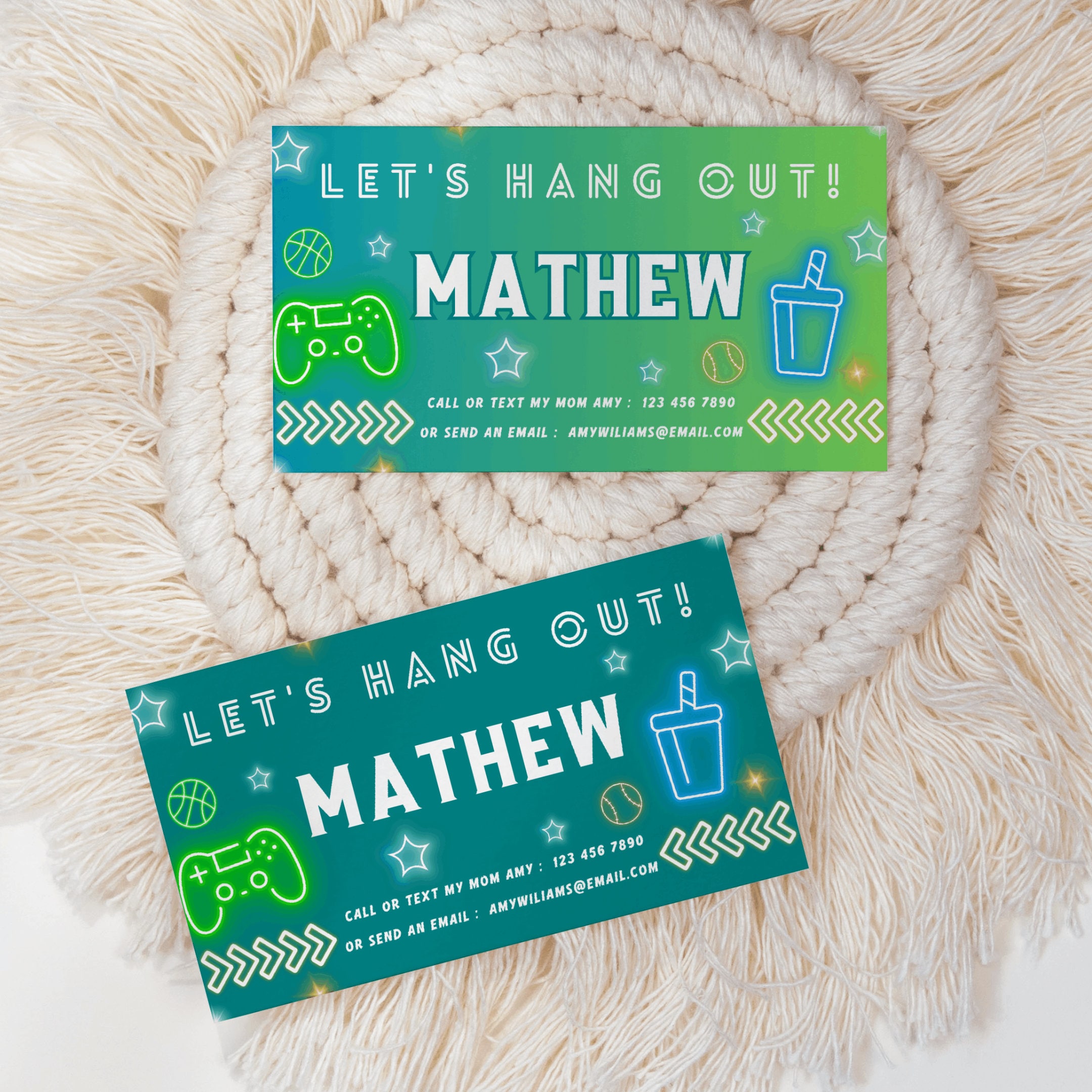 Contact Cards Kids Playdate Cards Boys Keep in Touch for Kids Playdate ...