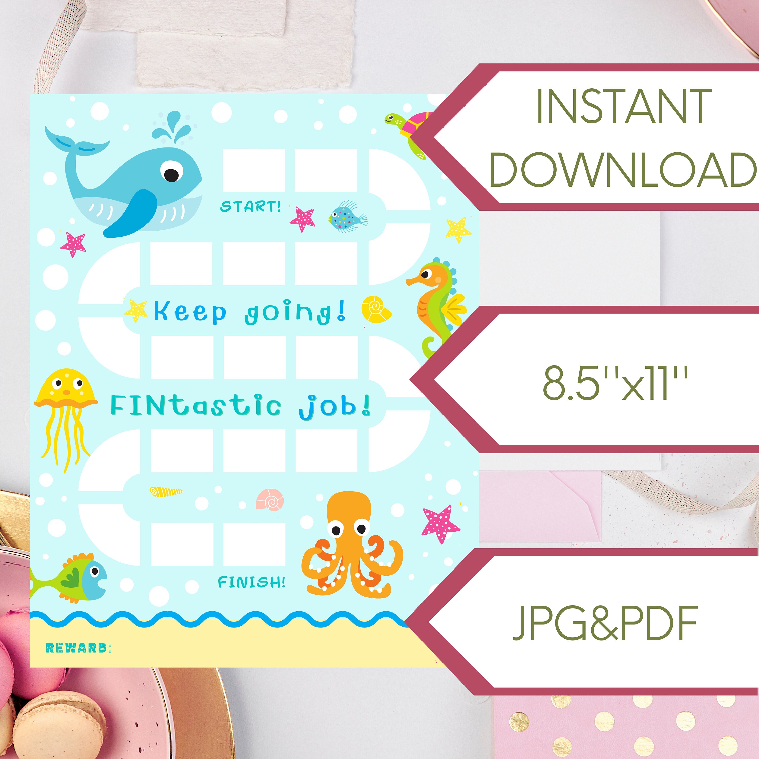 Under the Sea Reward Chart for Kids Daily Routine Chart Children Chore ...