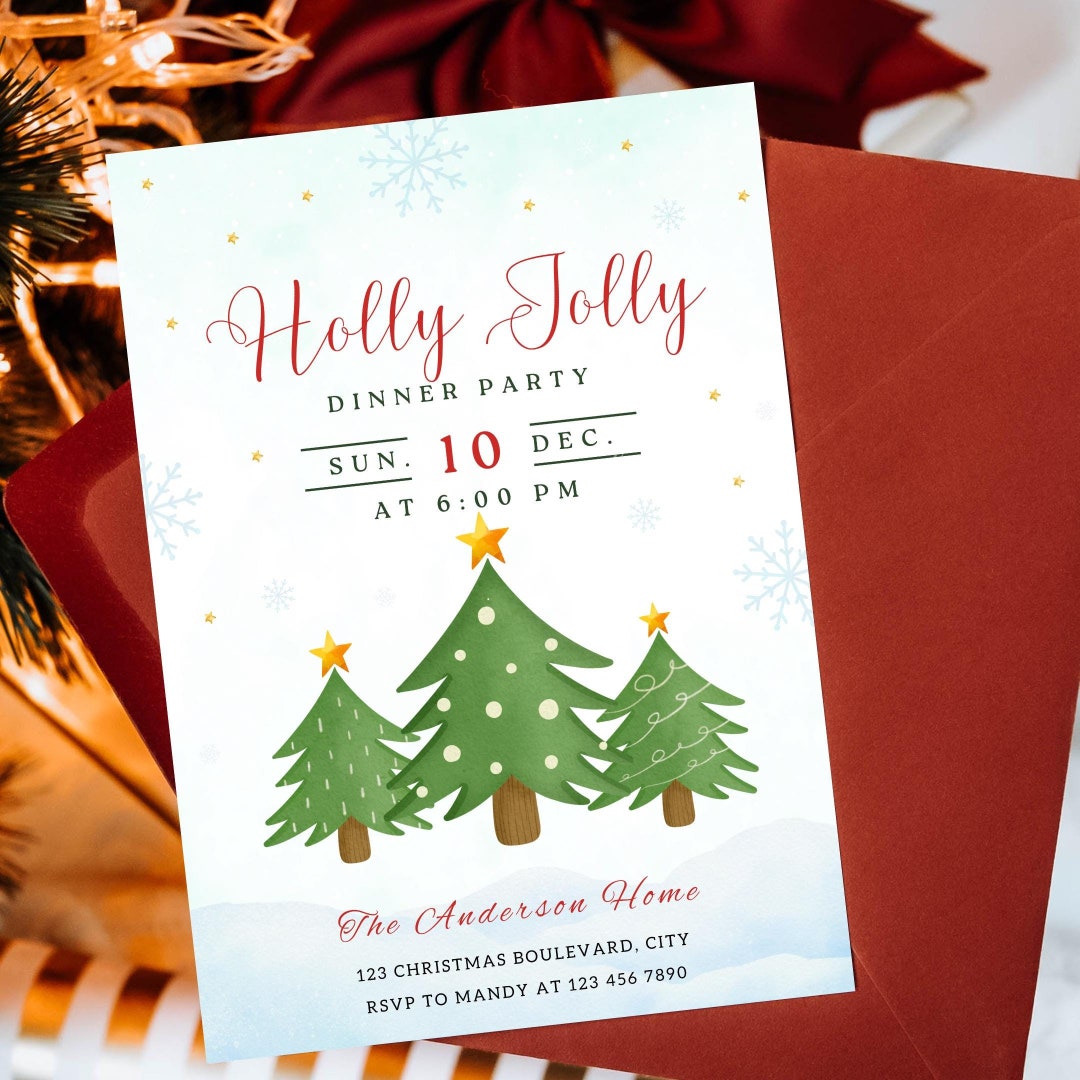 Editable Holiday Invitation Template Christmas Party Invitation ...