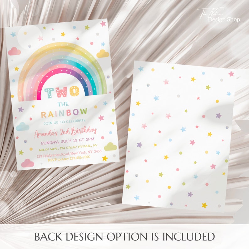 Editable Rainbow Birthday Invitation Girl Rainbow Birthday Invitation ...