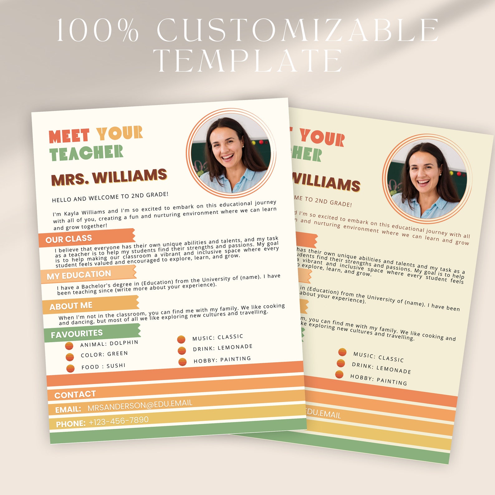 Meet the Teacher Editable Template Teacher Canva Template - Etsy