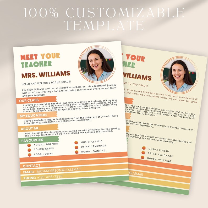 Meet the Teacher Editable Template Teacher Canva Template - Etsy