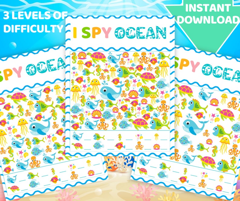 I Spy Ocean Game Kids Under the Sea Party Birthday Game Kids Summer ...