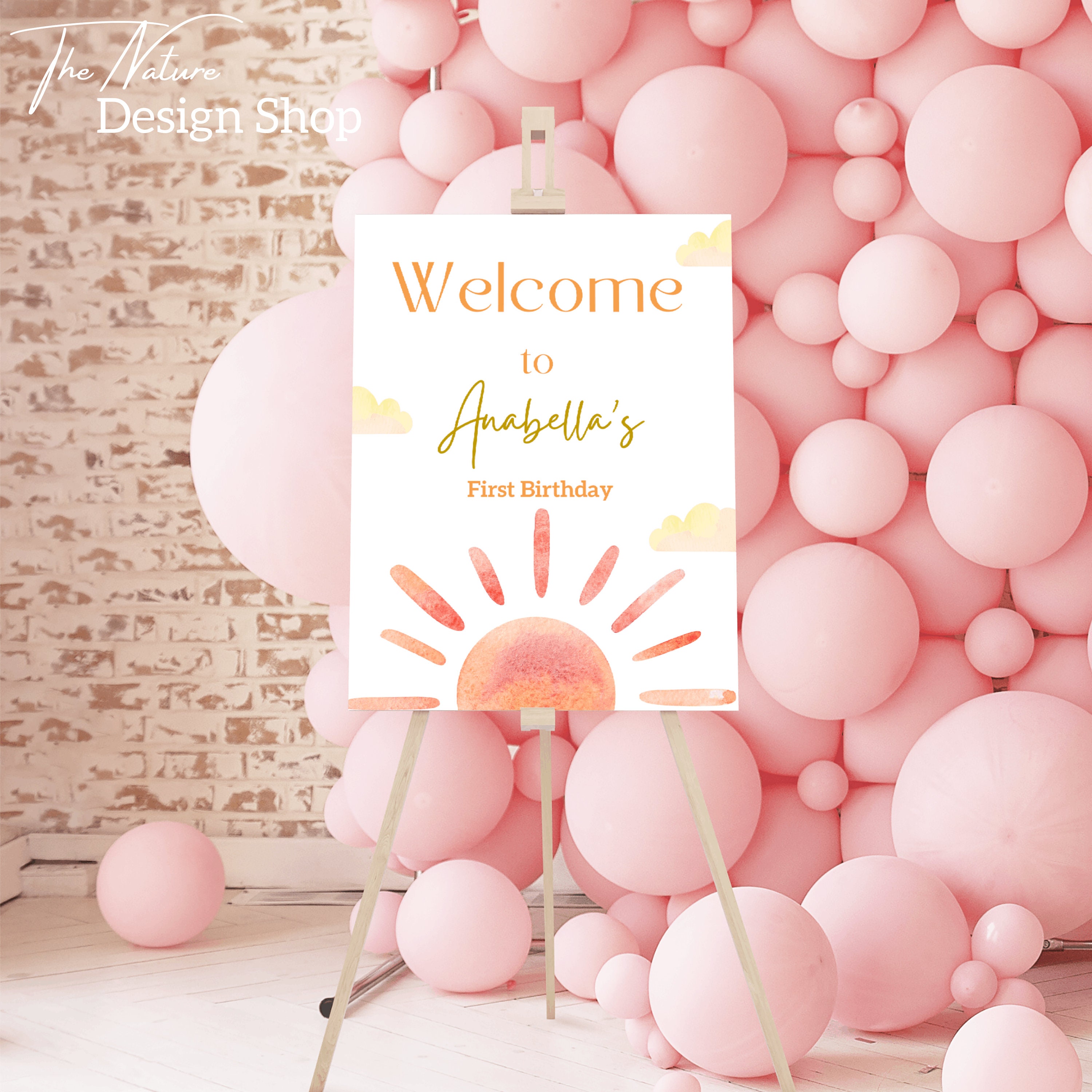 EDITABLE Welcome Sign First Trip Around the Sun Birthday Decorations ...