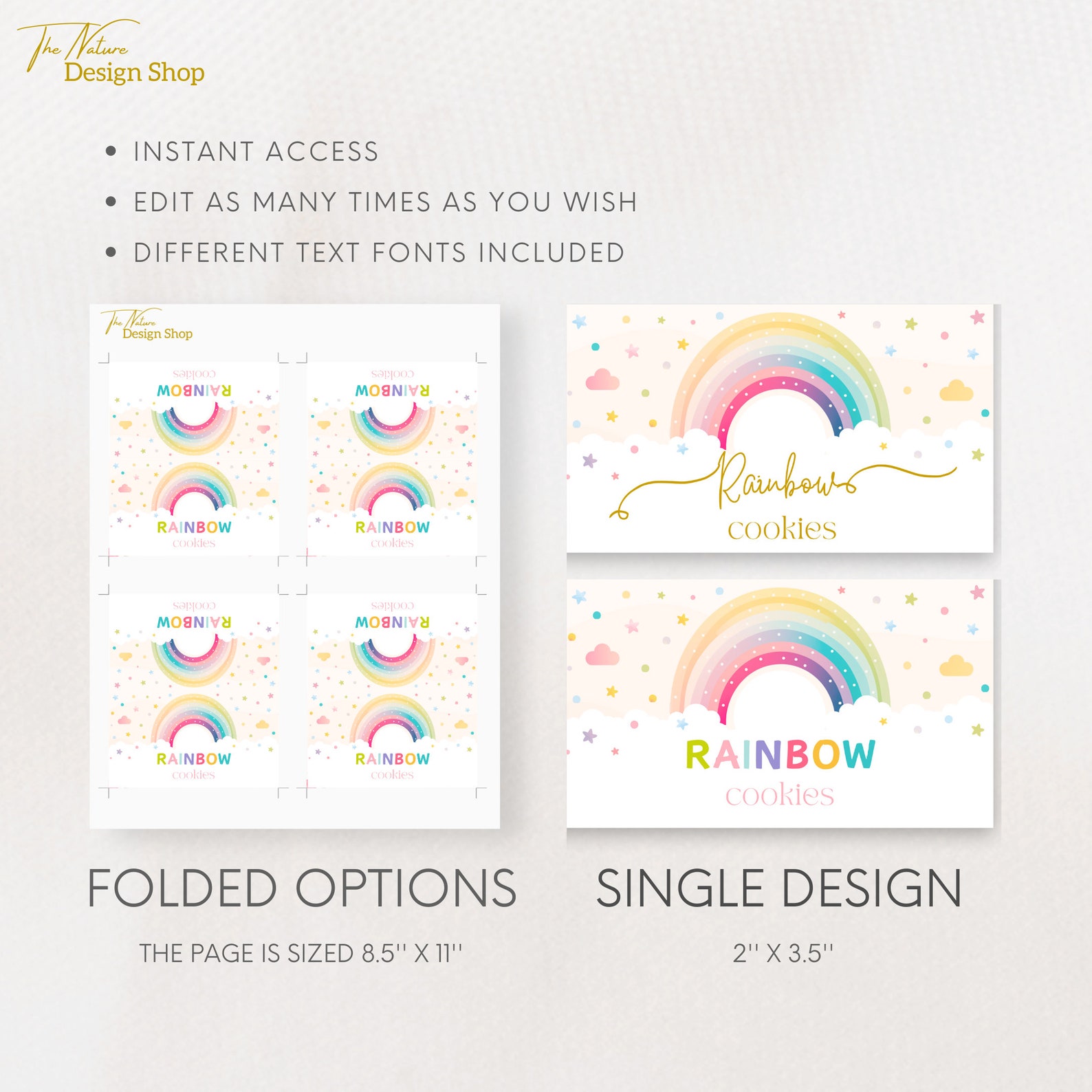 Editable Rainbow Food Label Tent Card Rainbow Name Tag Rainbow Place ...