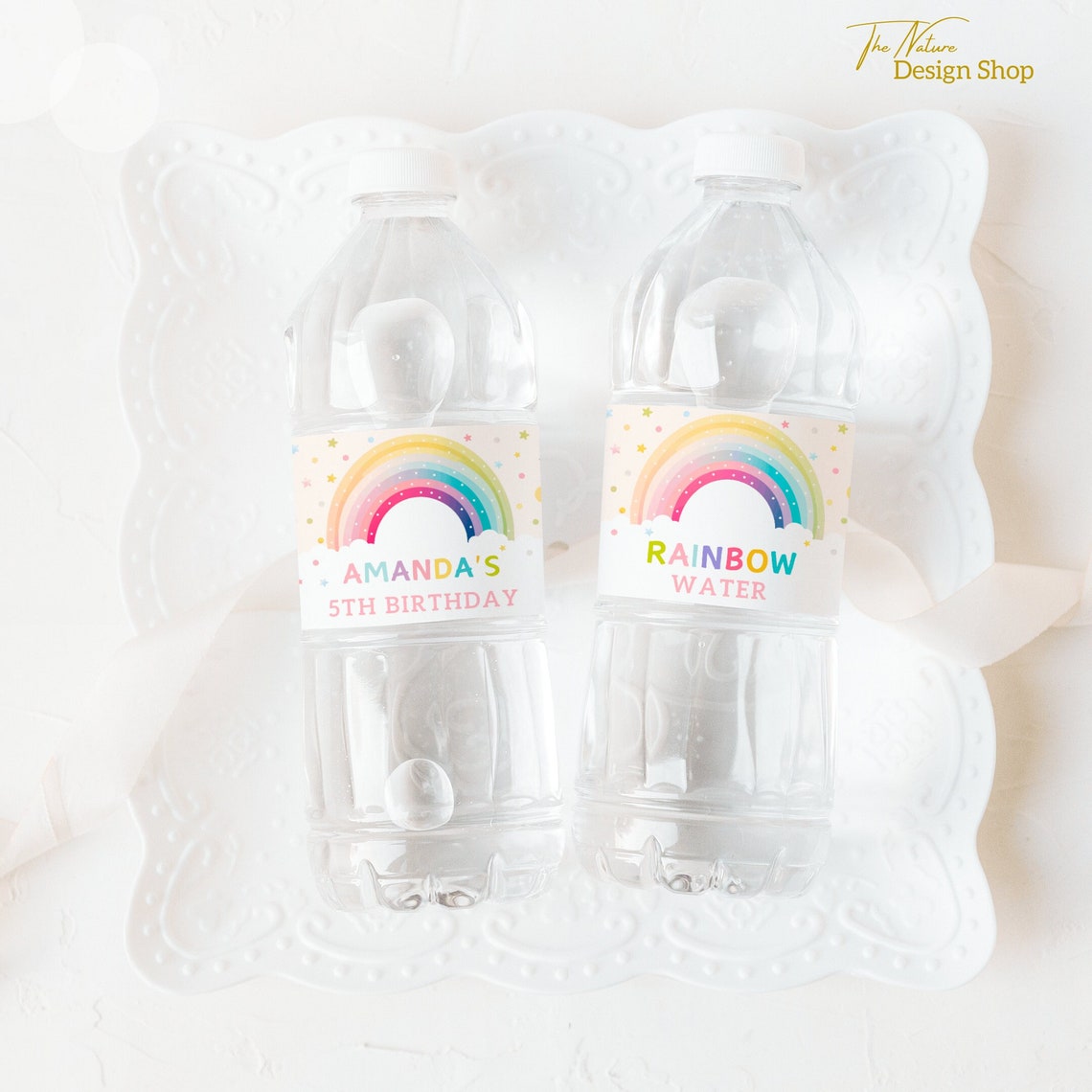 Editable Rainbow Water Bottle Label Girl Rainbow Birthday Party Decor ...