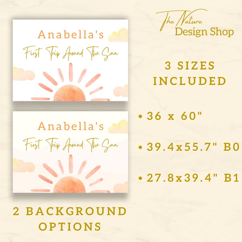 EDITABLE Sun Backdrop First Trip Around the Sun Backdrop 1st Trip ...