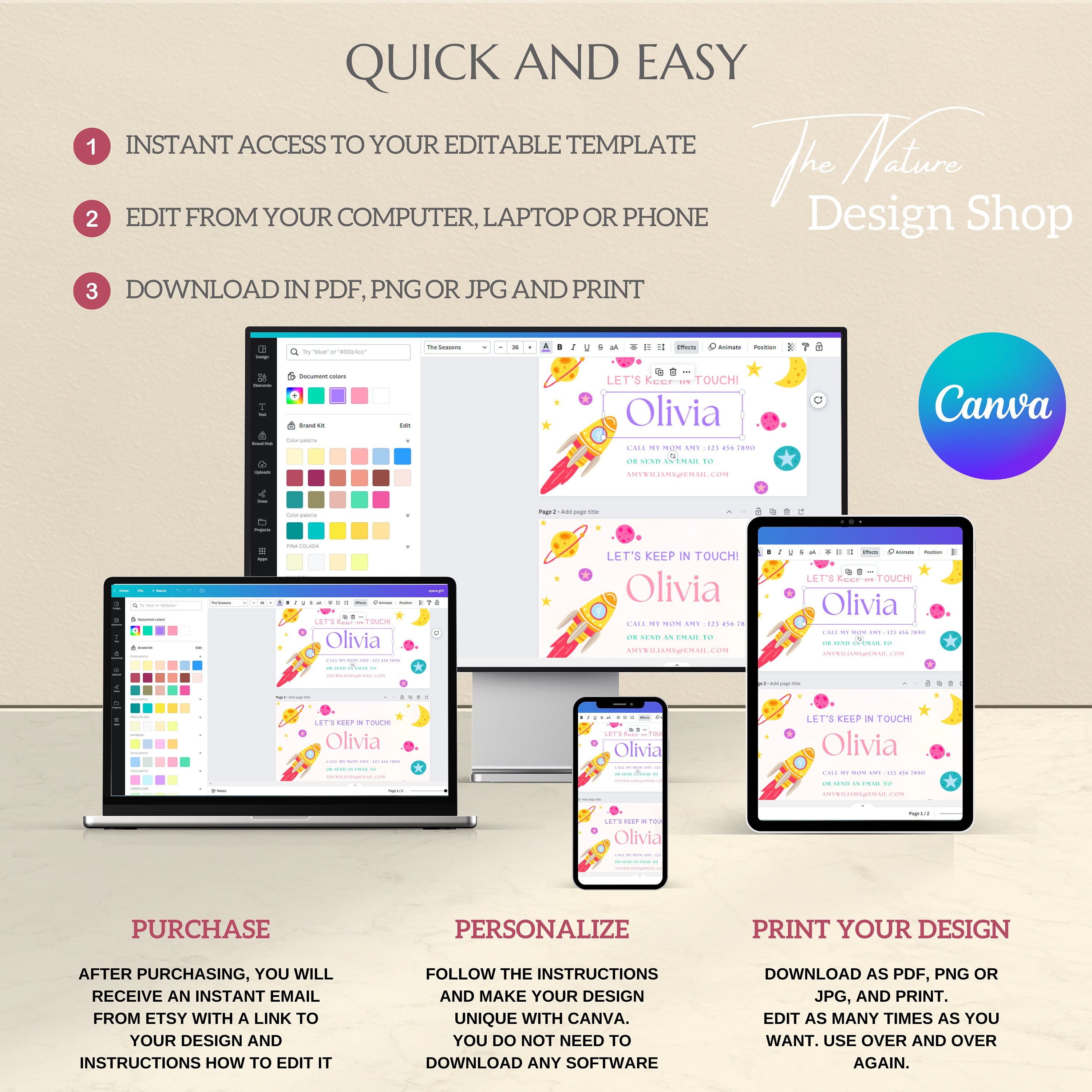 Kids Contact Cards Kids Calling Cards for Girls Keep in Touch for Kids ...