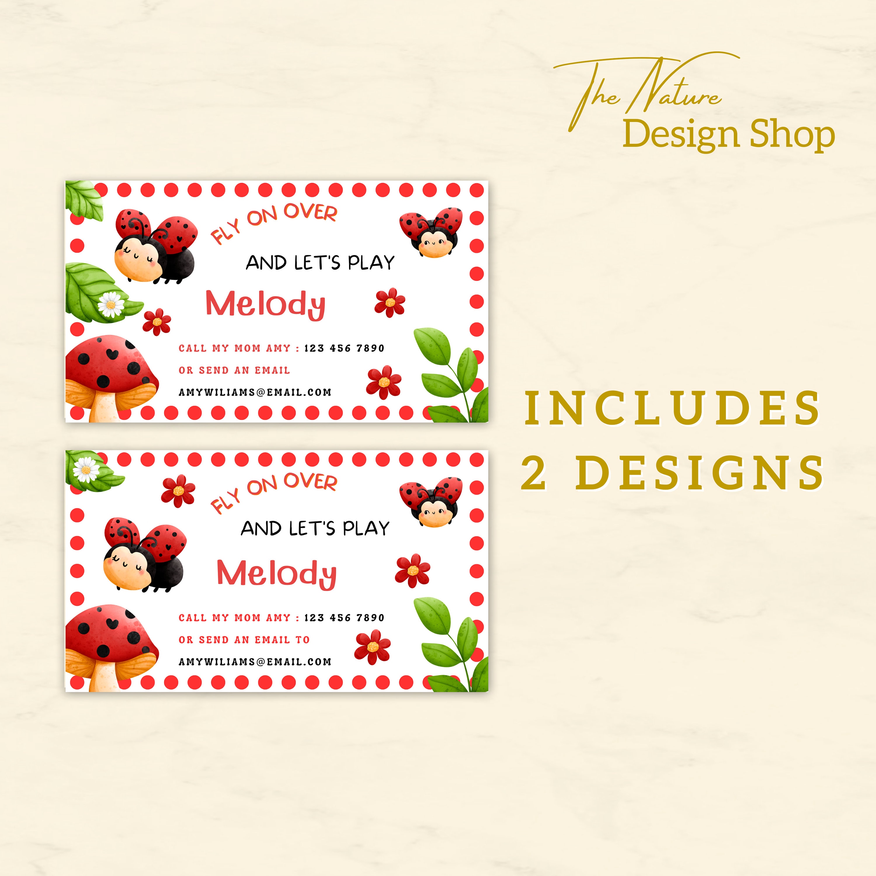 Ladybug Kids Contact Cards Kids Playdate Cards Girls Keep in - Etsy