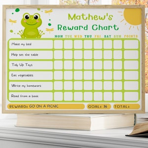 Editable Frog Reward Chart for Kids Daily Routine Chart Boys Chore ...