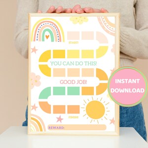 Boho Rainbow Reward Chart for Kids Daily Routine Chart Kids Chore Chart ...