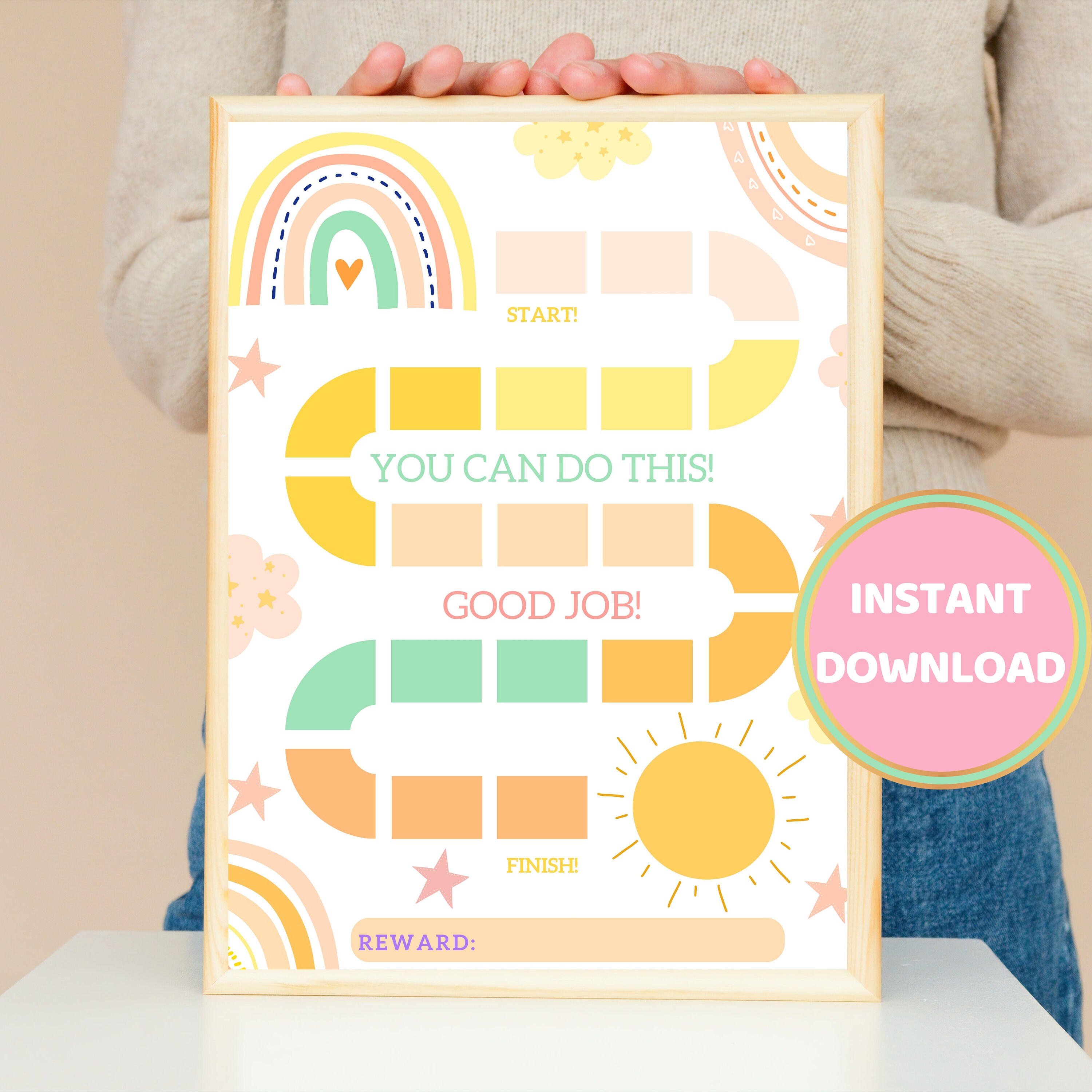 Boho Rainbow Reward Chart for Kids Daily Routine Chart Kids Chore Chart ...