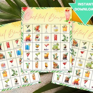 Cocktail Bingo Party Game Cocktail Game Bachelorette Party Game ...