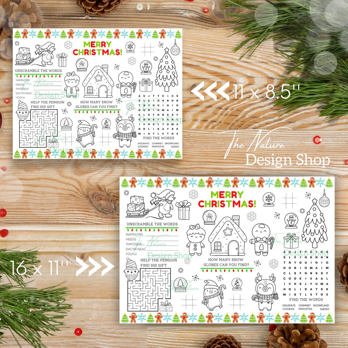 Christmas Coloring Placemat Christmas Activity Placemat Christmas ...