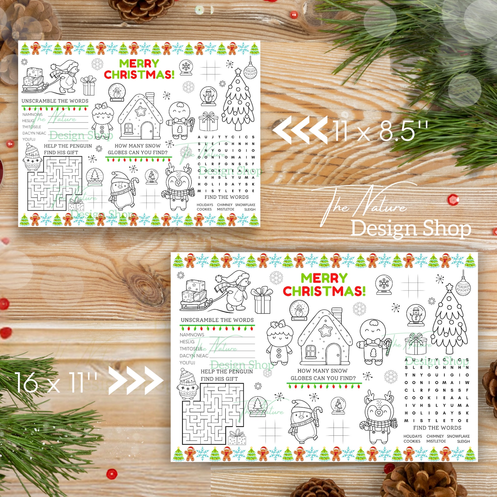 Christmas Coloring Placemat Christmas Activity Placemat Christmas ...