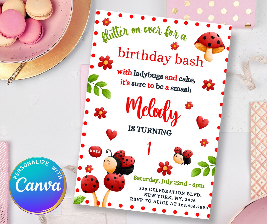 Ladybug Birthday Invitation Ladybug Invites Bugging Birthday Invitation ...