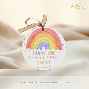 Editable Rainbow Favor Tag Rainbow Thank You Tag Rainbow Birthday Favor ...