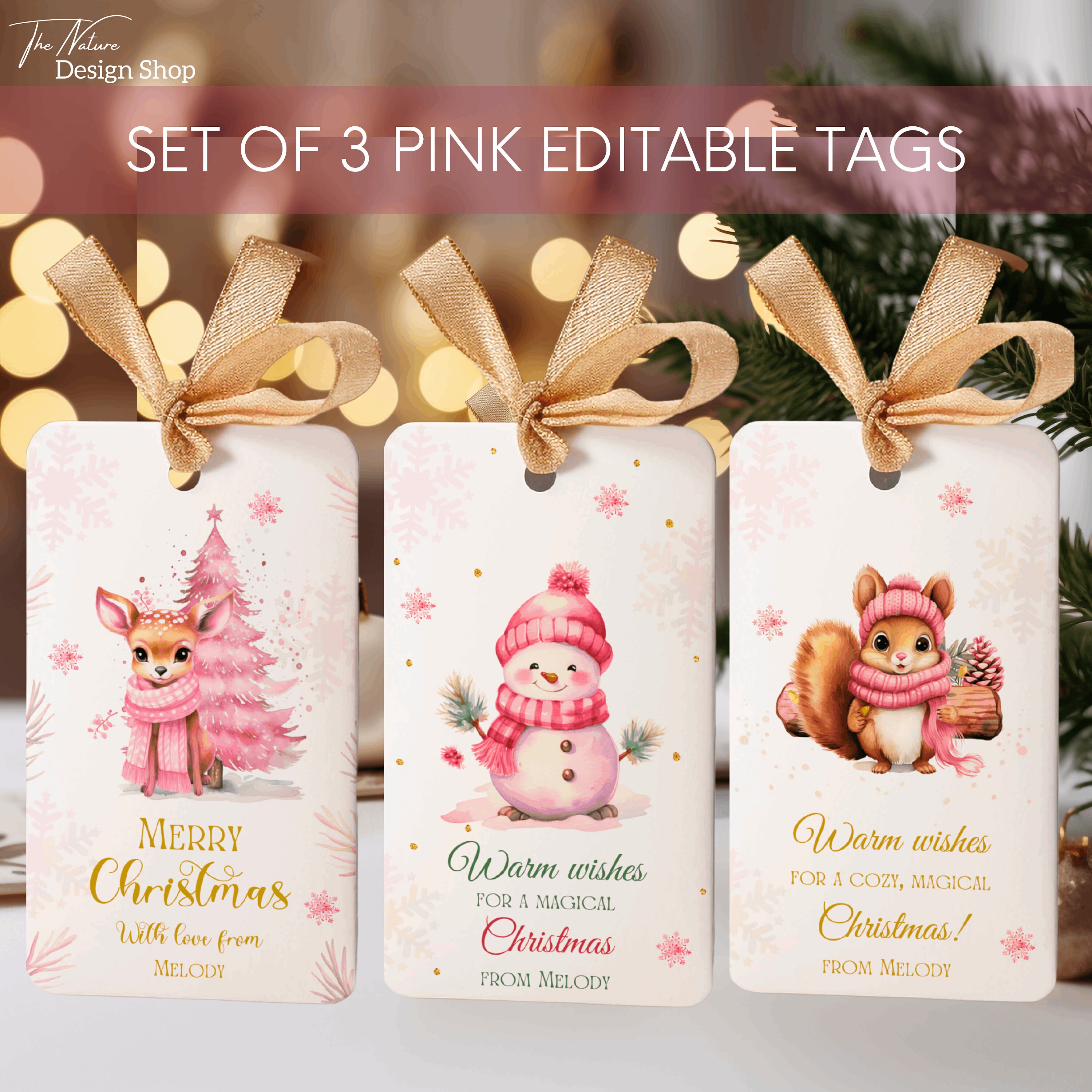 Pink Christmas Tags for Cookies Christmas Favor Tag Printable Pastel ...