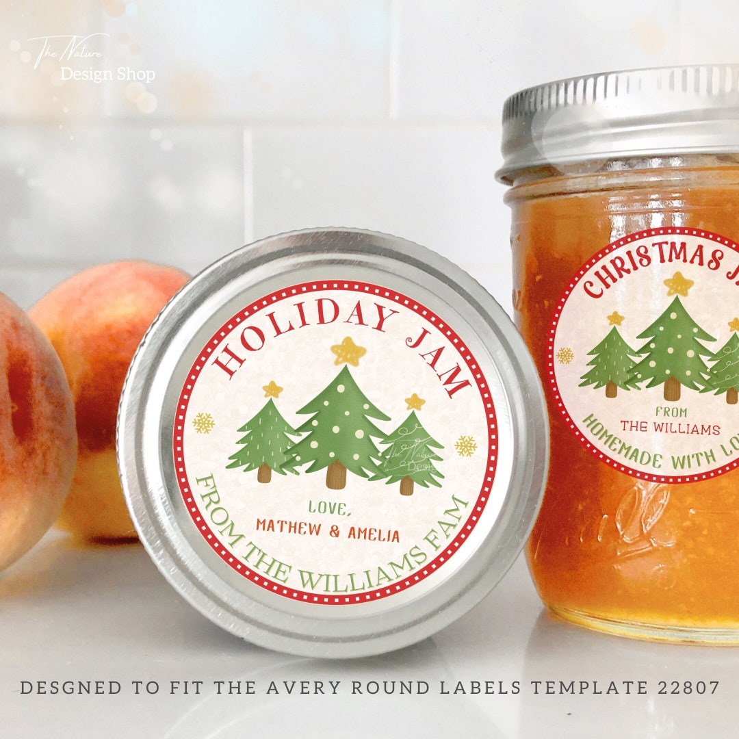 Holiday Jam Jar Label Christmas Jar Stickers Template Christmas Canning ...