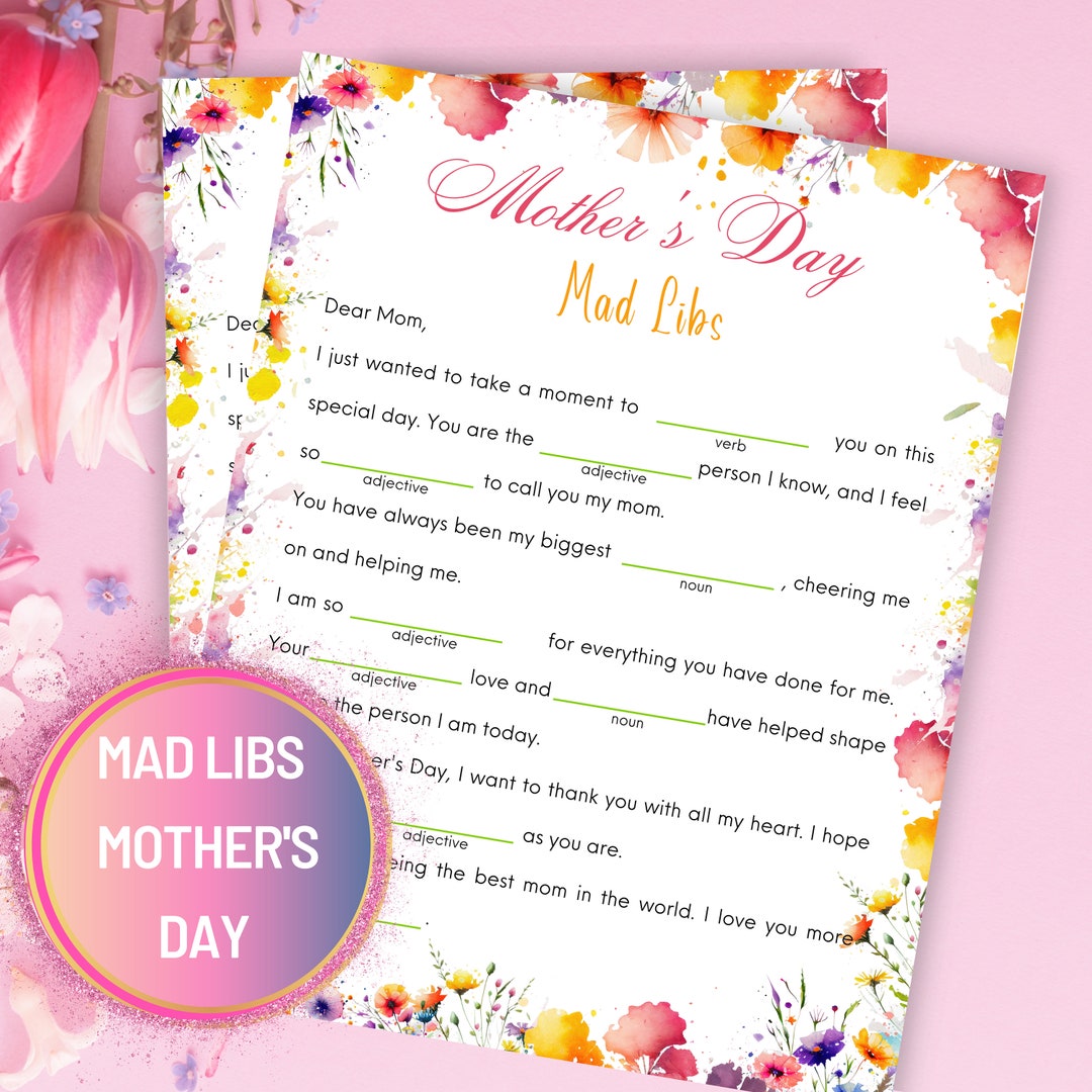 Mother’s Day Game Mad Libs Mothers Day Kids Activity Mothers Day Party ...