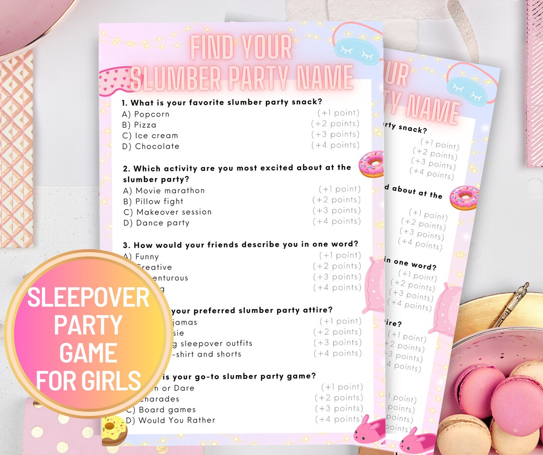 Sleepover Birthday Ideas Tween Sleepover Games Slumber Party - Etsy