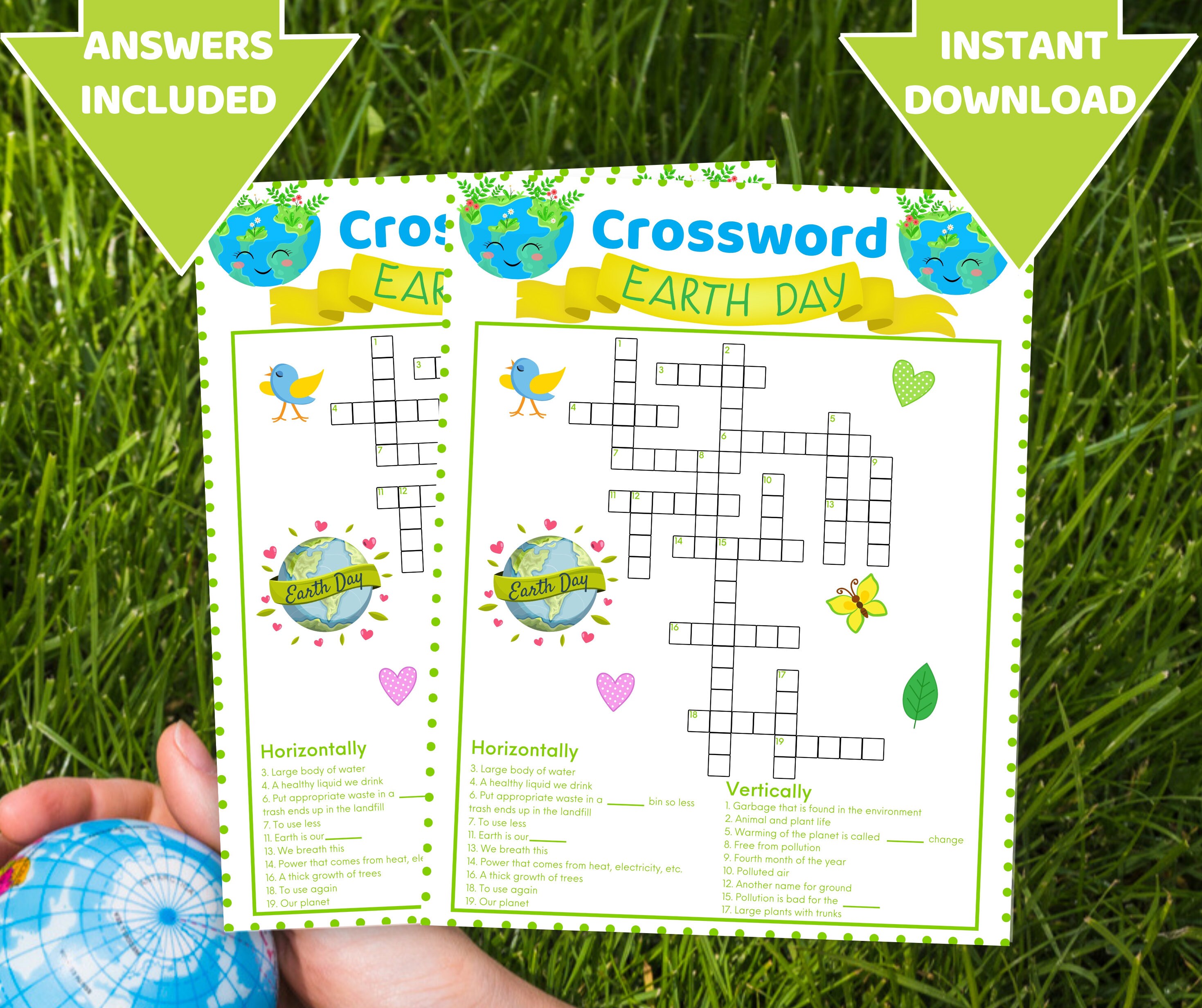 Earth Day Crossword Game Earth Day Gift Earth Day Kids Games Printable ...