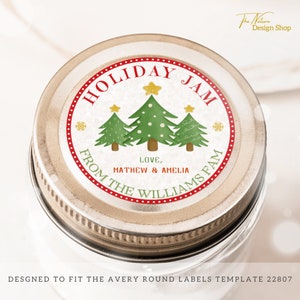 Holiday Jam Jar Label Christmas Jar Stickers Template Christmas Canning ...