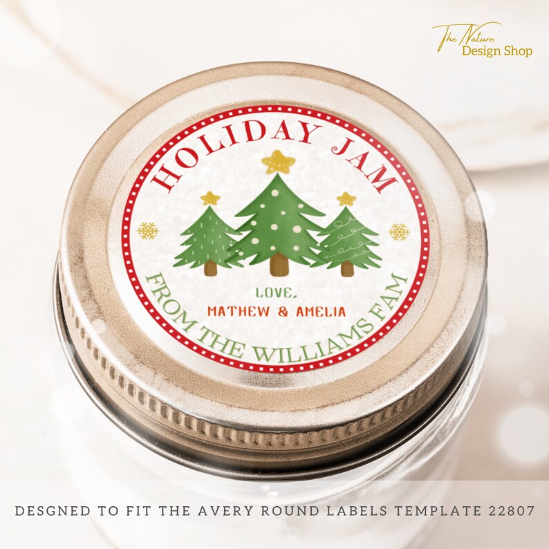 Holiday Jam Jar Label Christmas Jar Stickers Template Christmas Canning ...