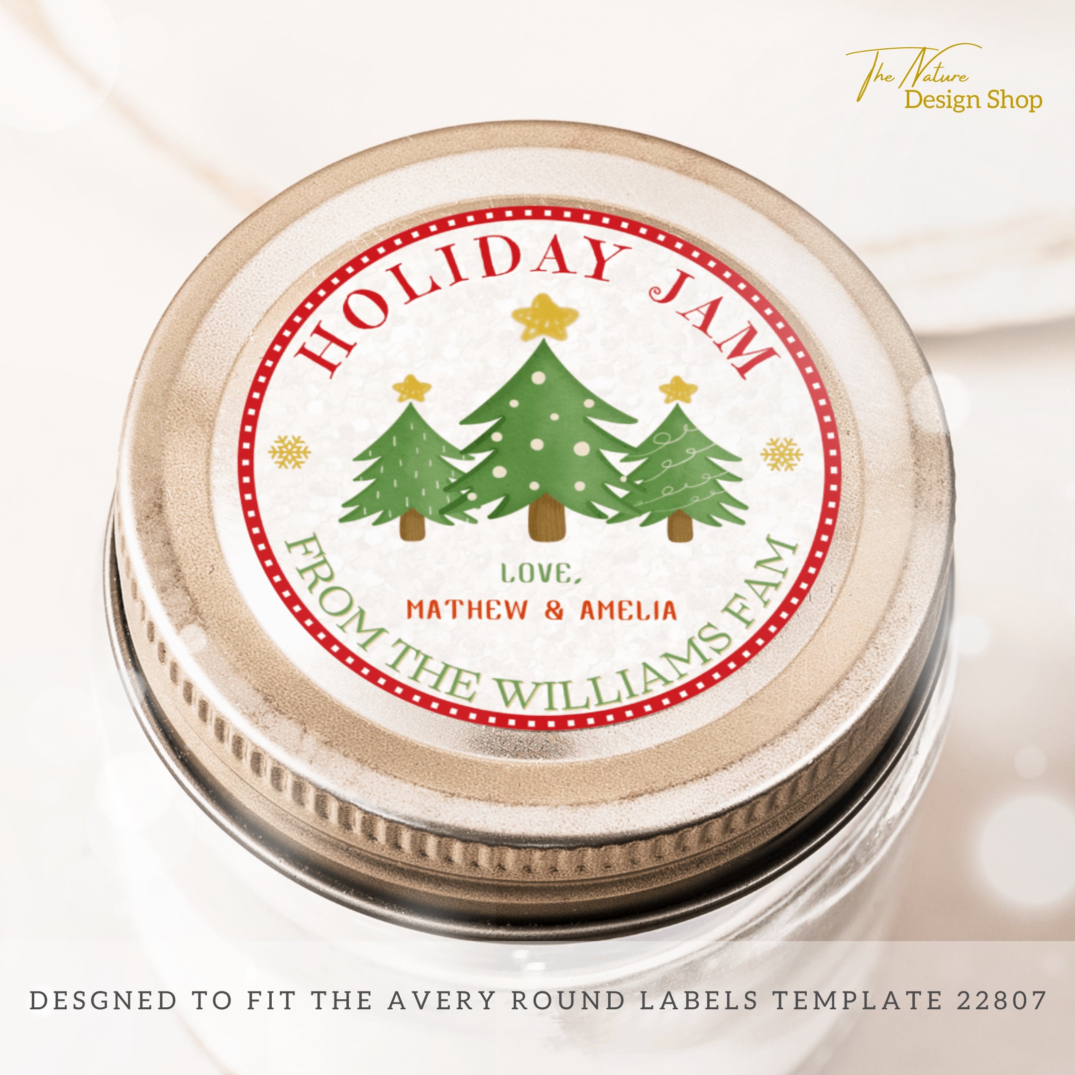 Holiday Jam Jar Label Christmas Jar Stickers Template Christmas Canning ...