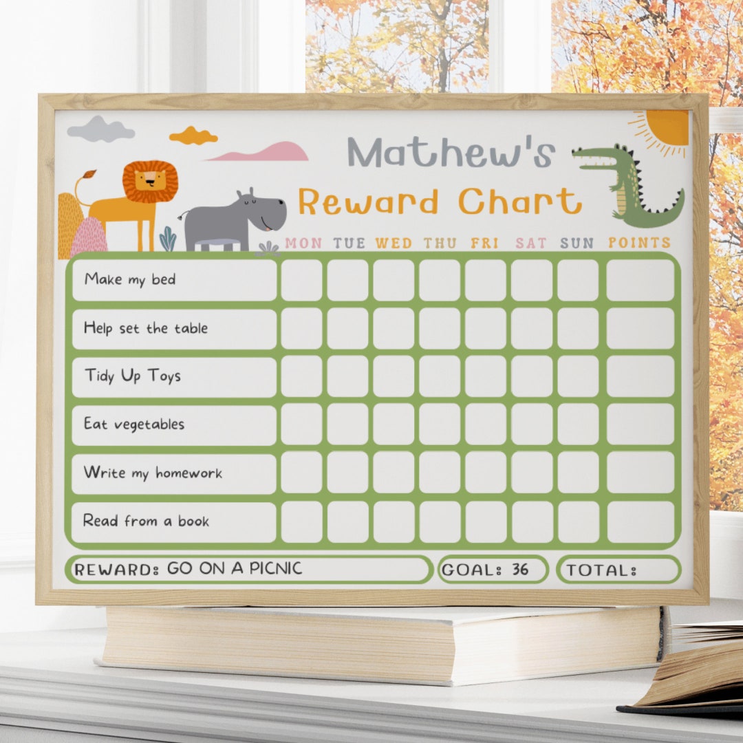 Editable Animals Reward Chart for Kids Daily Routine Chart Kids Chore ...