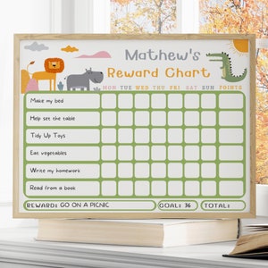 Editable Animals Reward Chart for Kids Daily Routine Chart Kids Chore ...